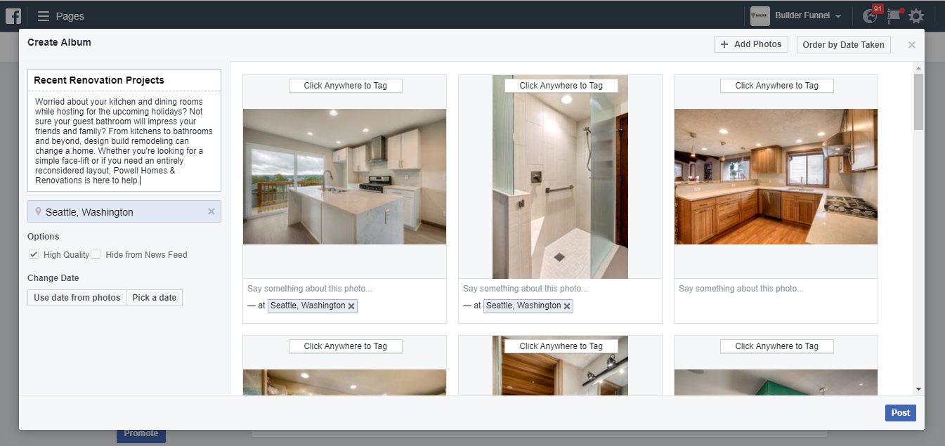 How to Make a Facebook Album Promoting Your Remodeling Project